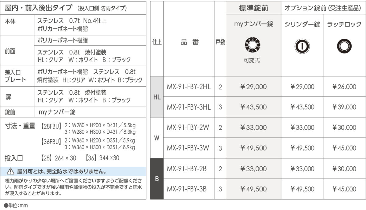 MX-91-28FBY | 田島メタルワーク株式会社
