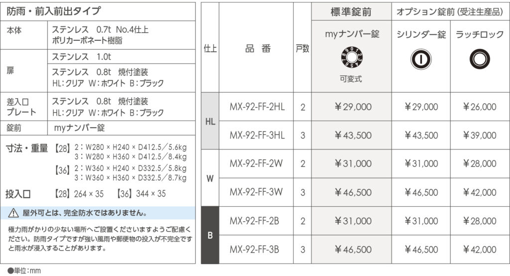 MX-92-36FF | 田島メタルワーク株式会社